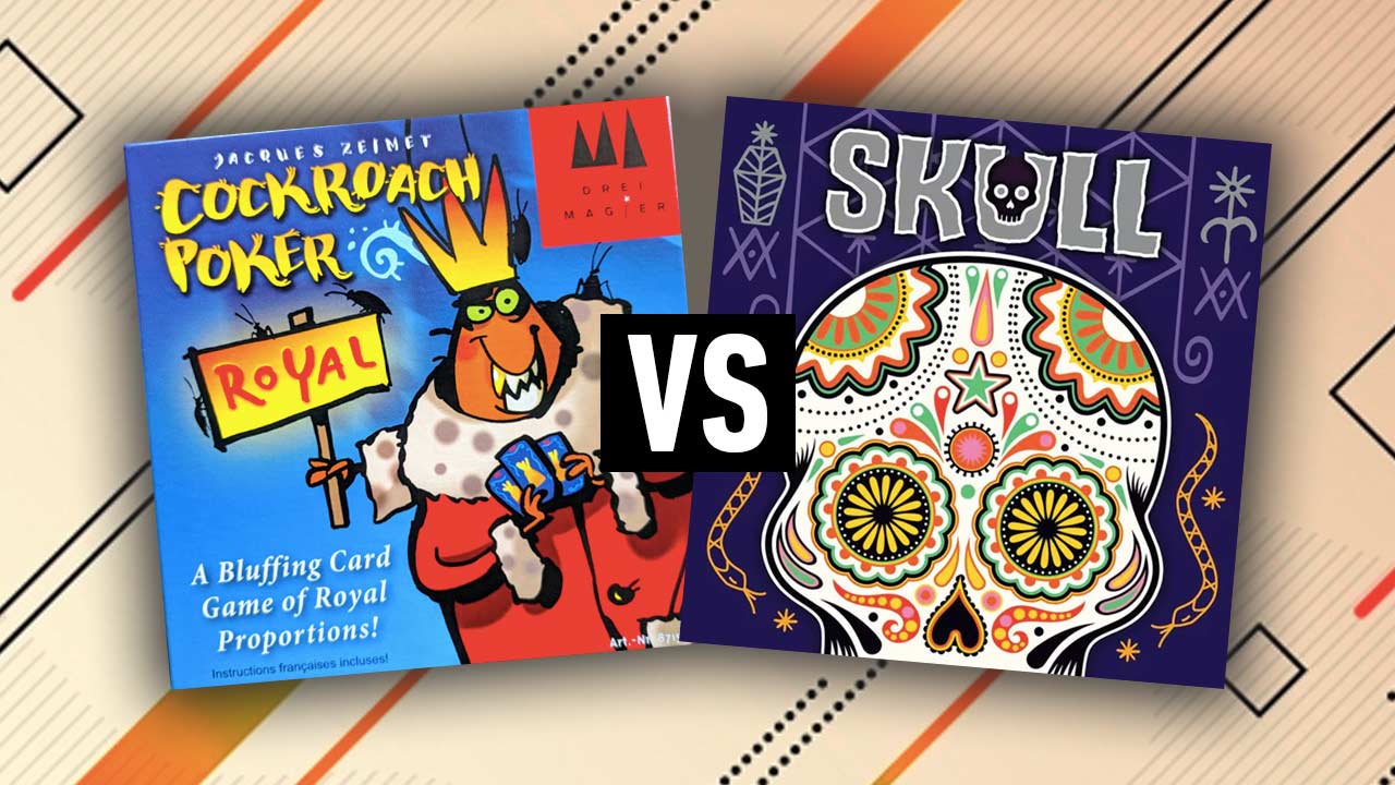 Bluffing Game Faceoff: Cockroach Poker Royale vs Skull! – Meeple Mountain